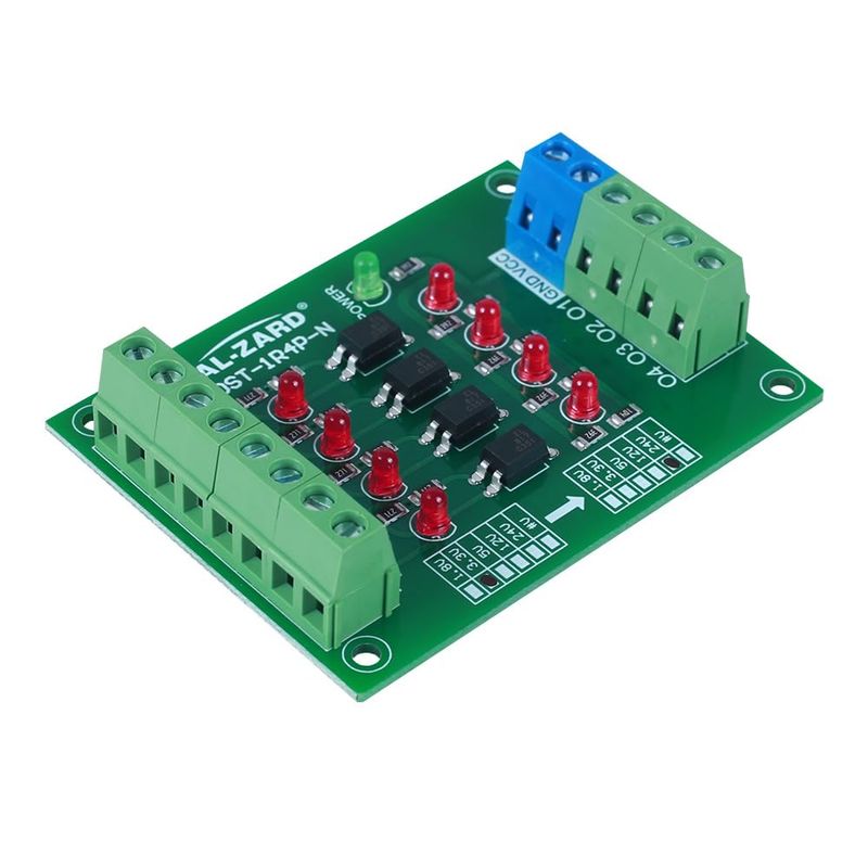 4 Bit Optocoupler Isolator Module,PLC Signal Level Voltage Converter Board Module (3.3V to 24V ...