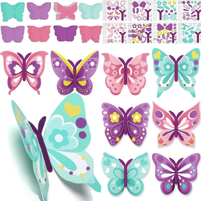 48 Pcs Butterfly Party Supplies Game Spring Butterfly DIY Paper Crafts ...