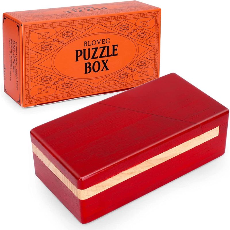 Blovec Impossible Box Puzzle Master Secret Opening Box Magic Box with Secret Drawer Wooden ...