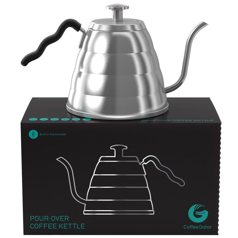Coffee Gator Gooseneck Kettle – 1.2 Litre, Stainless-Steel Stovetop ...