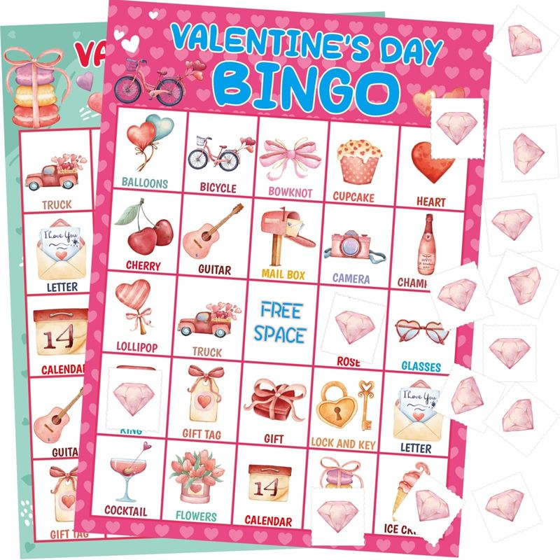 Fancy Land Valentines Bingo Game for Kids 24 Players Valentine’s Day ...