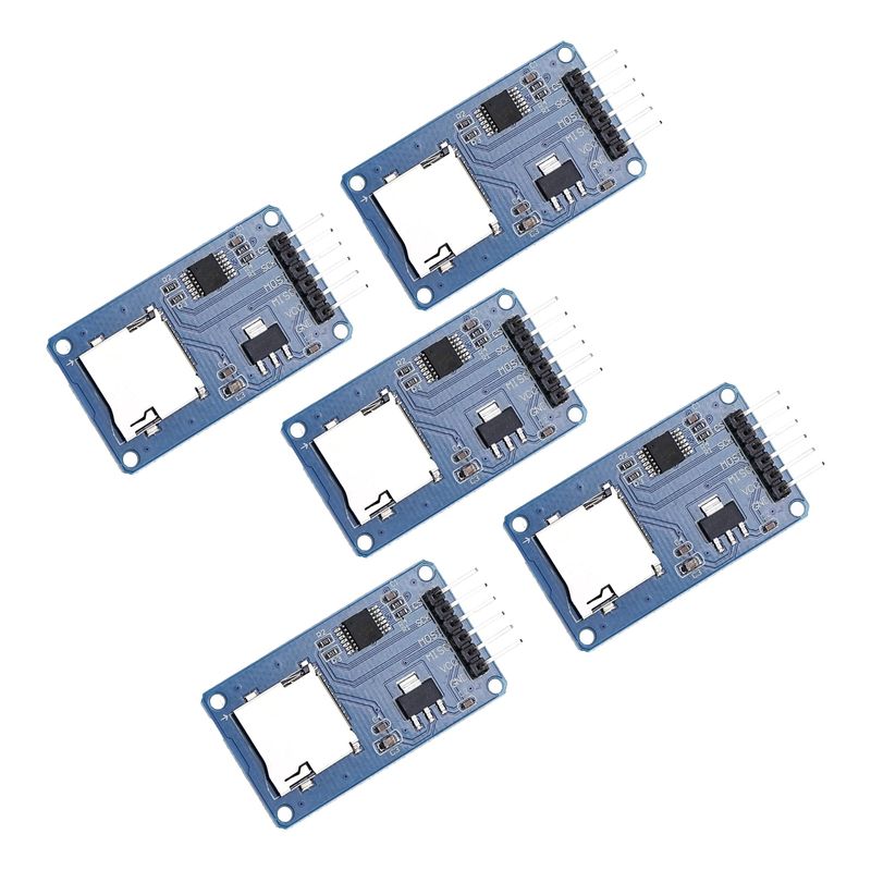 A-DIGISHUO 5Pcs Micro SD/TF Card Adapter Reader Module featuring a 6 ...