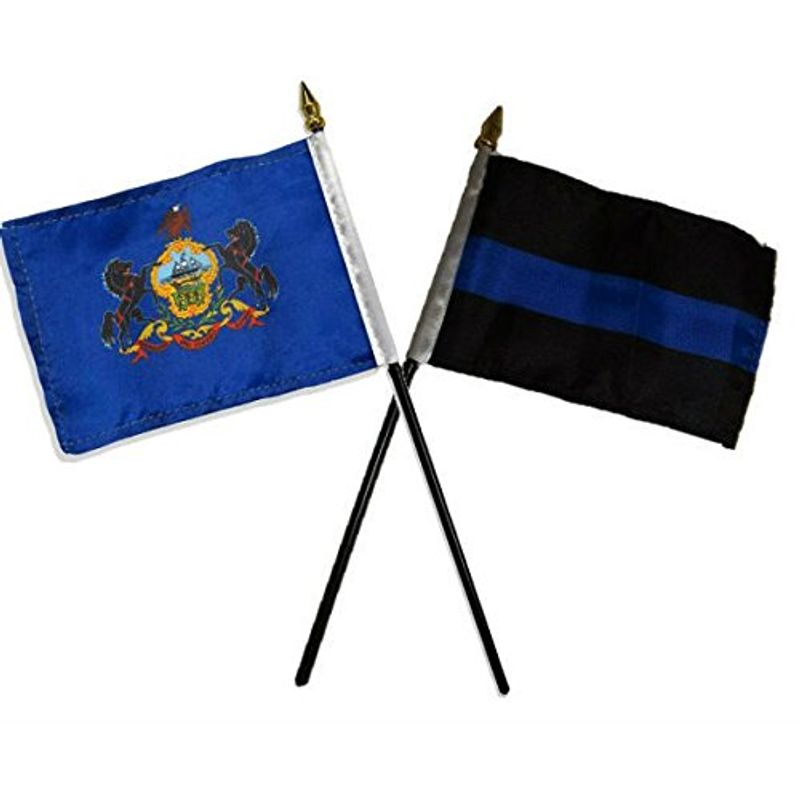 State of Pennsylvania w/ Police Blue Line Flags 4"x6" Desk Set Table ...