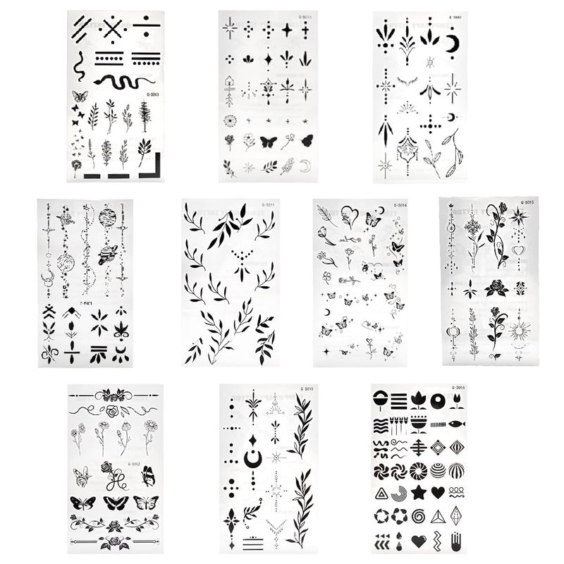 10 PCS Temporary Tattoos Fake provisional Tattoos Finger Stickers Small ...