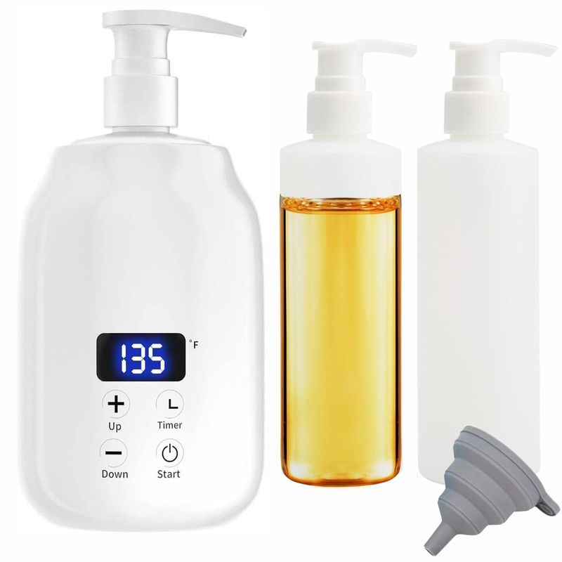 Massage Oil Warmer with 2 Oil Bottle Dispenser Digital Automatic ...