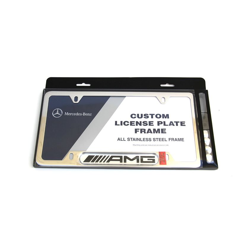 Mercedes-Benz AMG Logo Polished Steel License Frame - Online ...