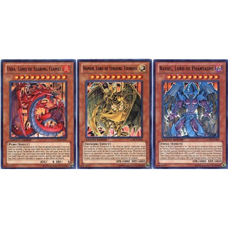 YuGiOh GX Legendary Collection 2 Single Card Ultra Rare Set of the 3 Sacred Beast Cards Uria ...