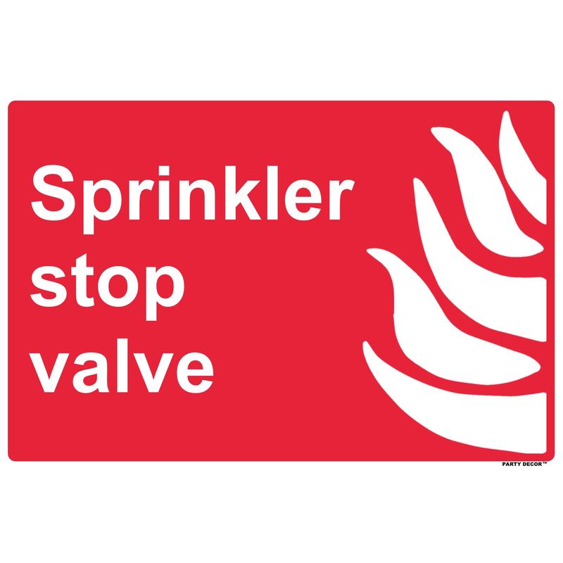 4 x safety sign - sprinkler stop valve - landscape - self adhesive ...