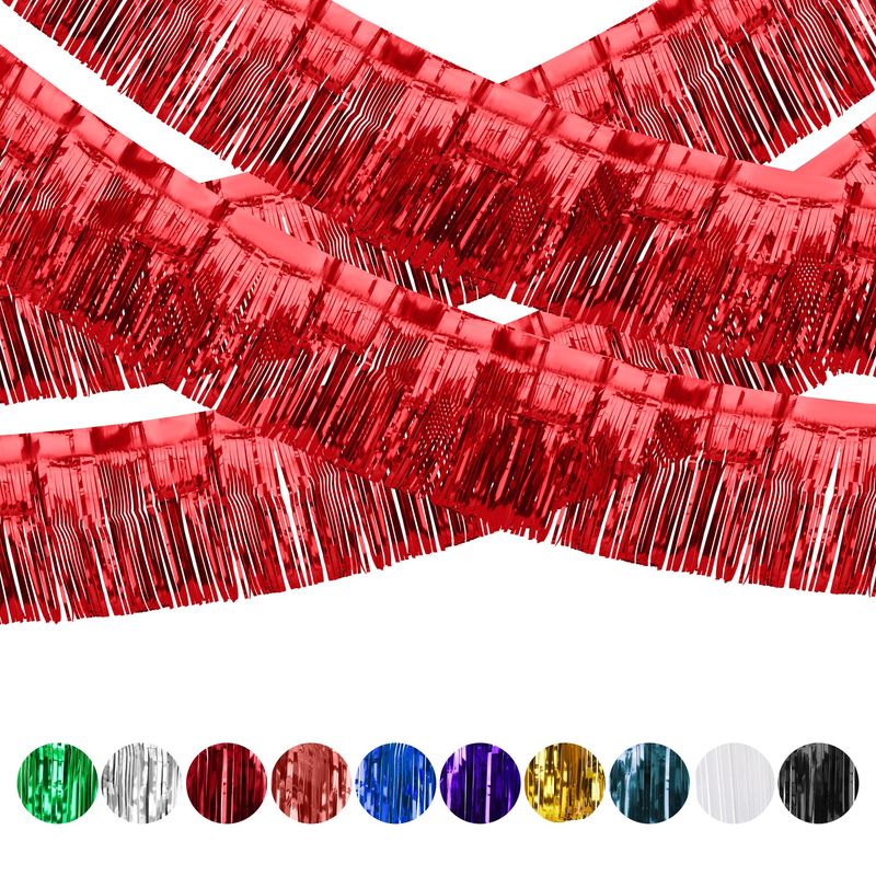 4 Pack Float Fringe Curtains, Metallic Foil Fringe Garland Shiny Tassel ...