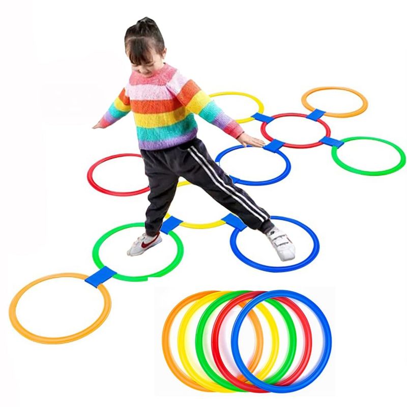 AMYESE Hopscotch Rings- 11in Hopscotch Game Hoops Circles with 15 ...