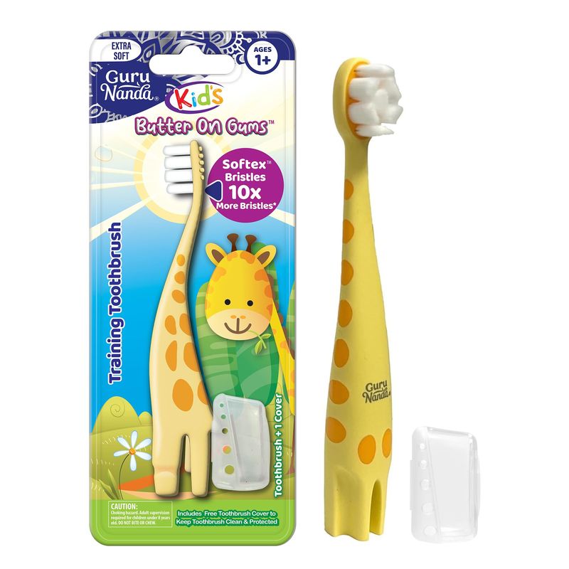 GuruNanda Kids Butter On Gums Cute Giraffe Toothbrush with Tongue ...