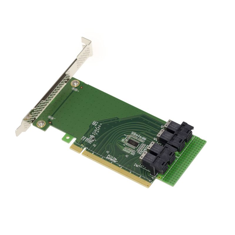 KALEA-INFORMATIQUE PCI Express 16x Riser-Karte für 4 U.2 NVMe SSDs oder 4 PCIe x4 Ports mit SFF ...