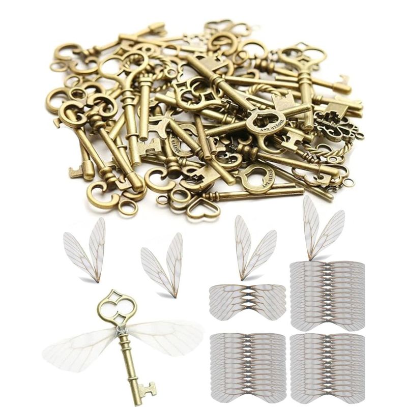 TPZORJX 40pcs Vintage Key Decorative Antique Pendant Set, Bronze ...
