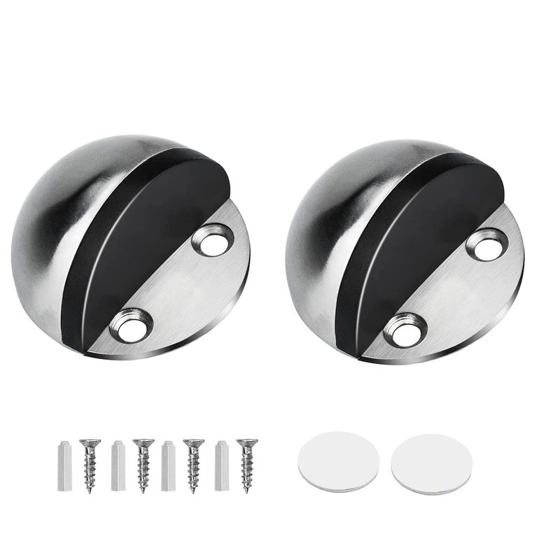 2 Pack Self-Adhesive Stainless Steel Door Stopper, Half Moon Wall ...