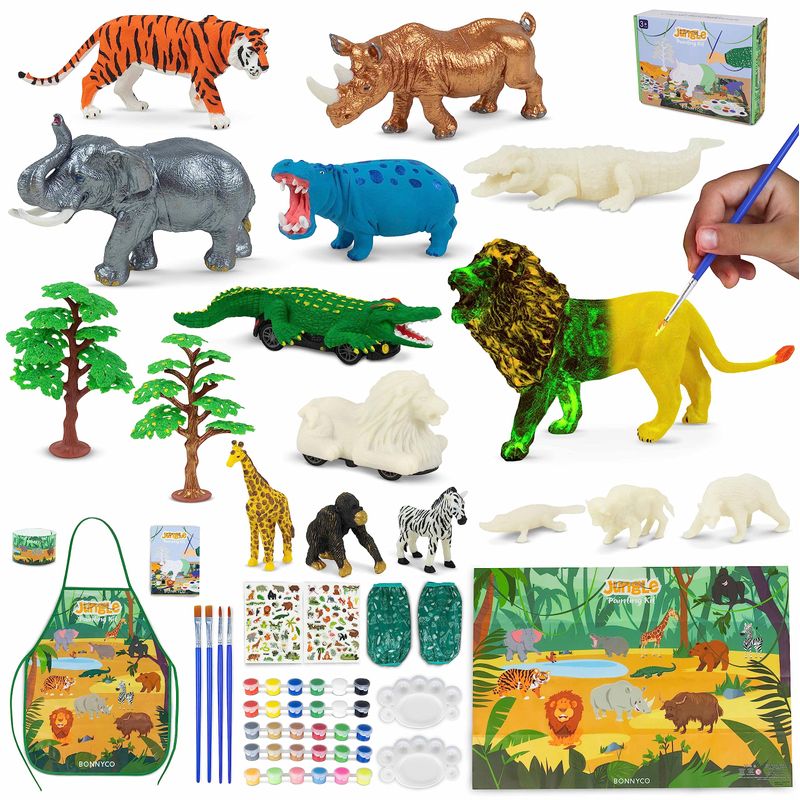 BONNYCO Animal Toys for Children Painting Kit with 16 Jungle Figures ...