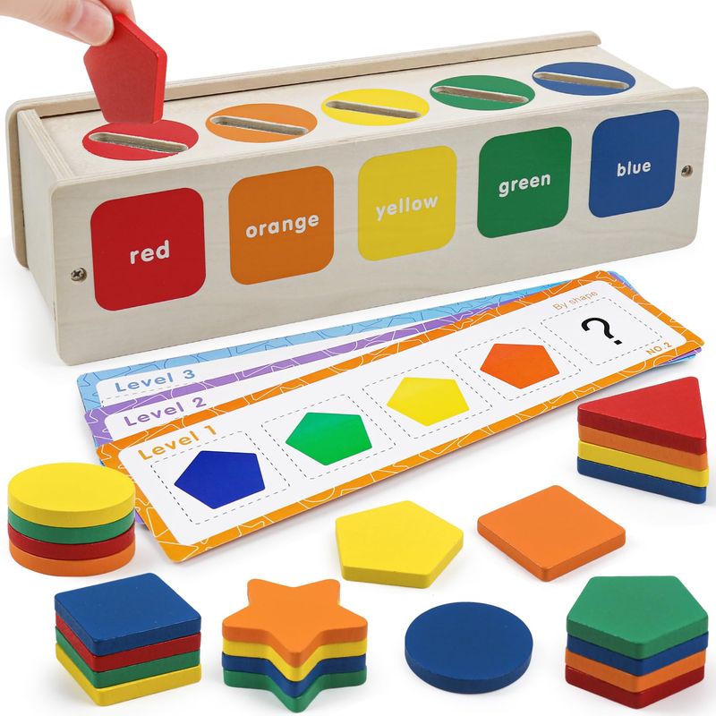 ROOCHKD Wooden Sorting Box Montessori Color & Shape Sorter Class ...
