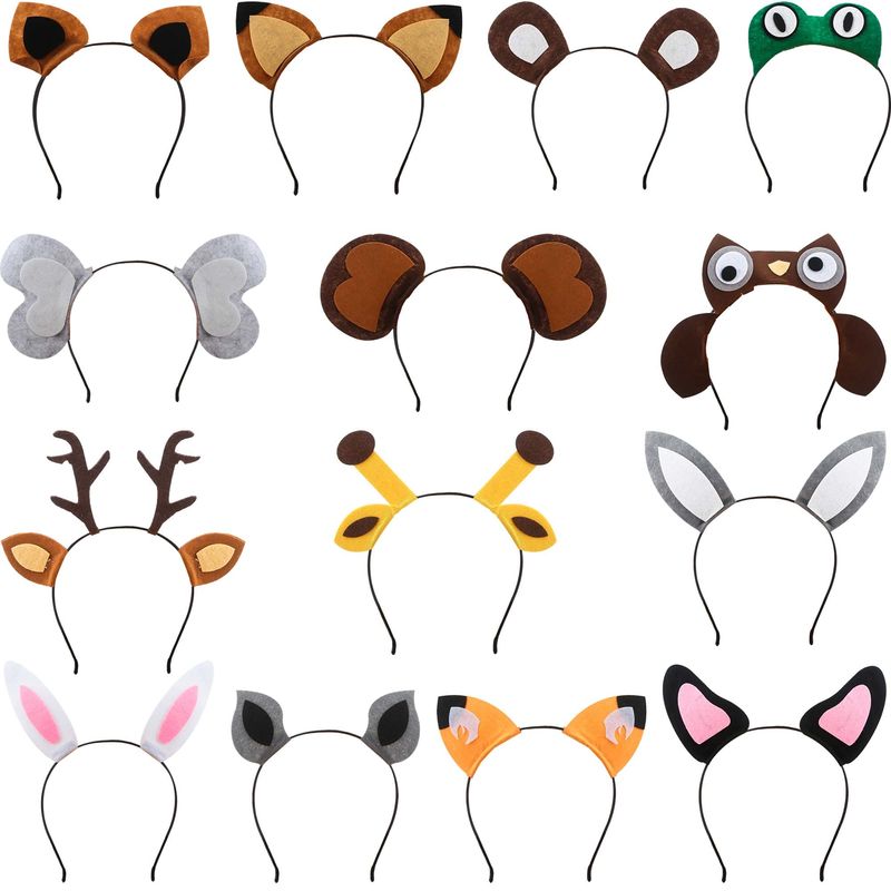 Haconba 14 Pieces Jungle Animal Headbands Safari Zoo Animal Ear ...