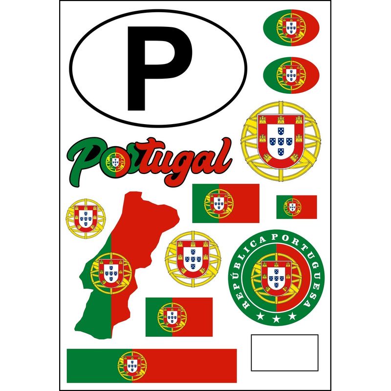 Daged Portugal sticker card, sticker sheet, car, motorcycle, biker flag ...