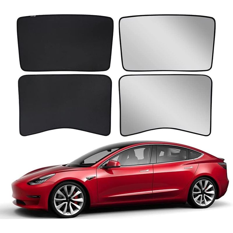 BASENOR Tesla Model 3 Sunshade Front & Rear Glass Roof Sun Shades with ...