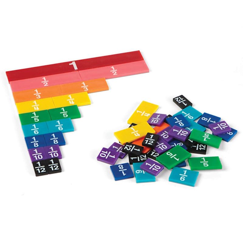 hand2mind Plastic Rainbow Fraction Tiles, Montessori Math Materials ...