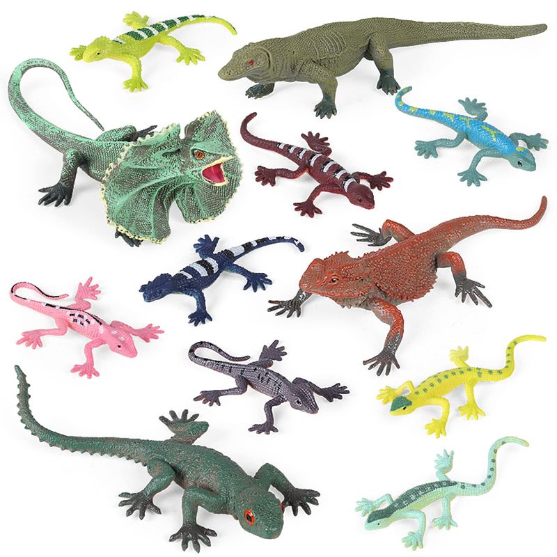 SCAHOW 12PCS Fake Lizard Toys Realistic Rubber Reptile Animal Figures ...