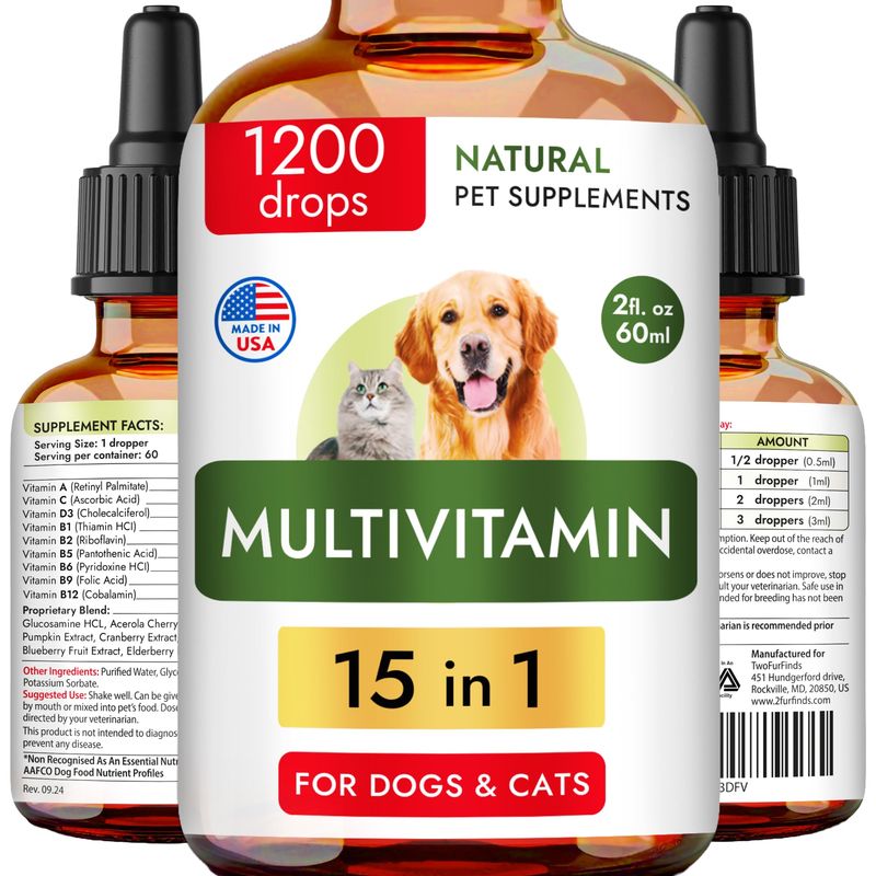15-in-1 Liquid Multivitamin for Dogs & Cats - Glucosamine for Dogs ...