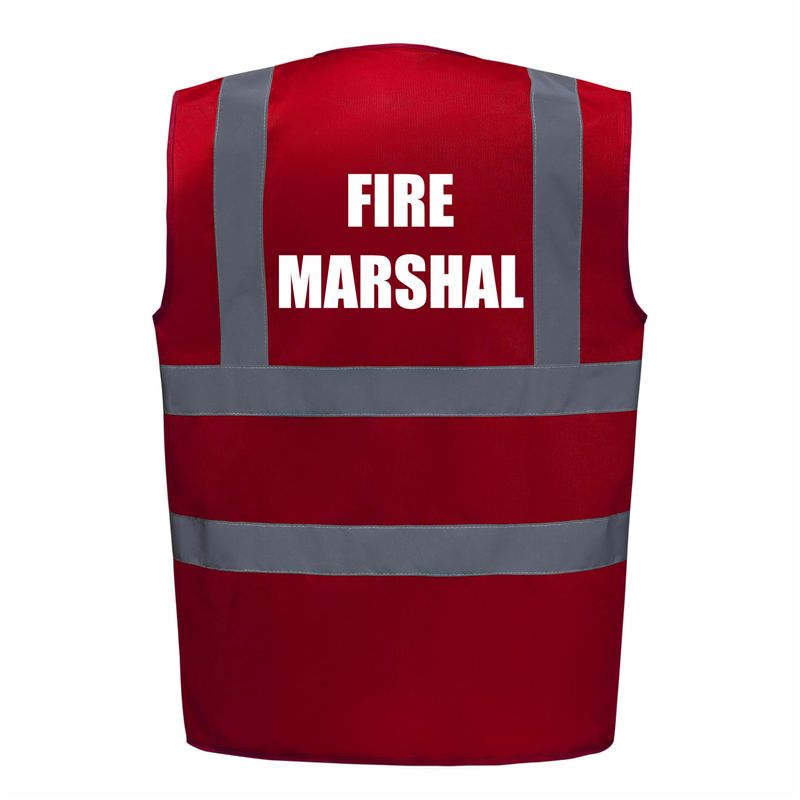 Fire Marshal Premium Red Hi Vis Vest - High Visibility Safety Waistcoat ...