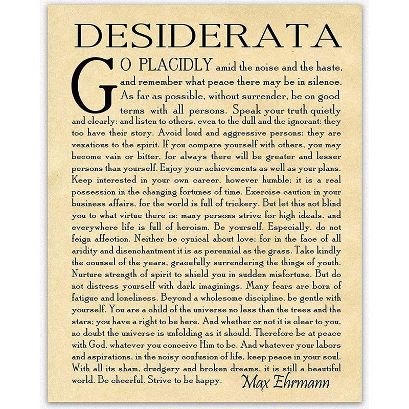 Desiderata Poem Desiderata Print Desiderata Poster Poetry Wall Art ...