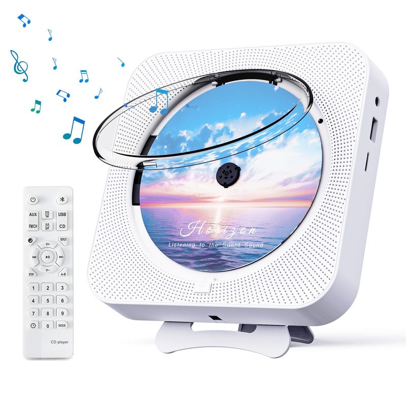 MICOCIOUS Bluetooth Portable Home CD Music Player with Remote Control, Timer, Built-in Speakers ...