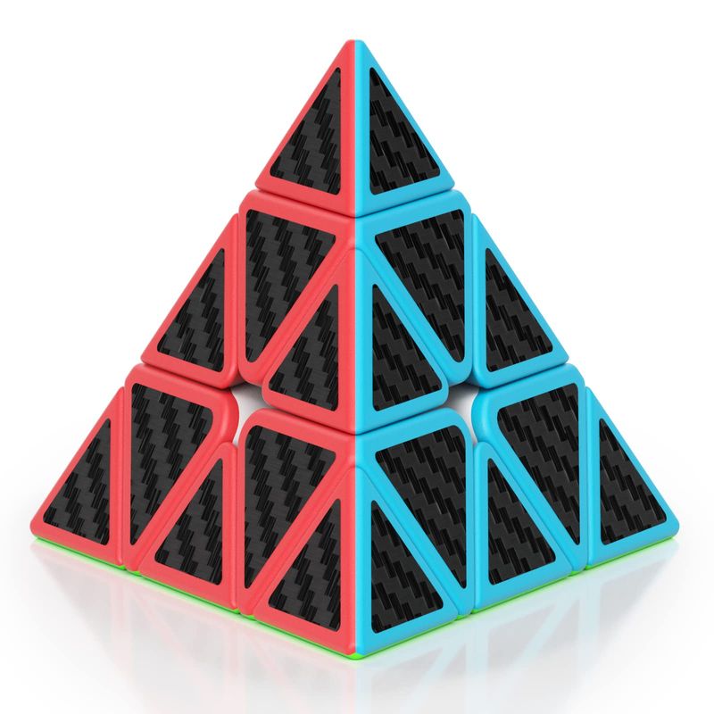 ROXENDA Pyramid Speed Cube Original Triangle Carbon Fiber Pyraminx Puzzle Cube; Super-Durable ...