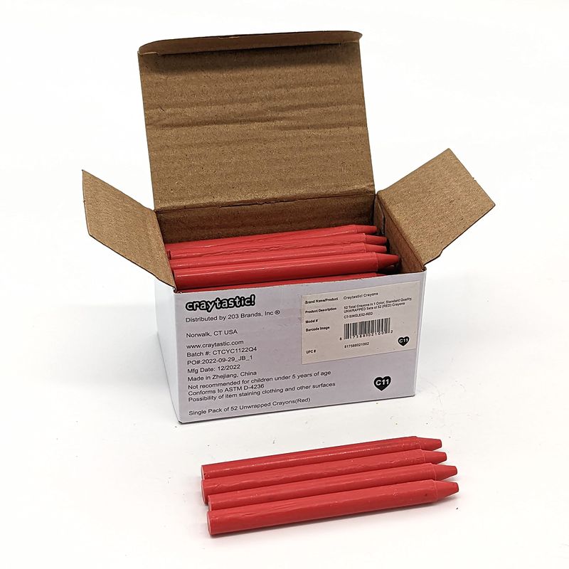 Bulk Unwrapped Crayons Box of 52 (RED) for Crafting, Parties, Kids ...
