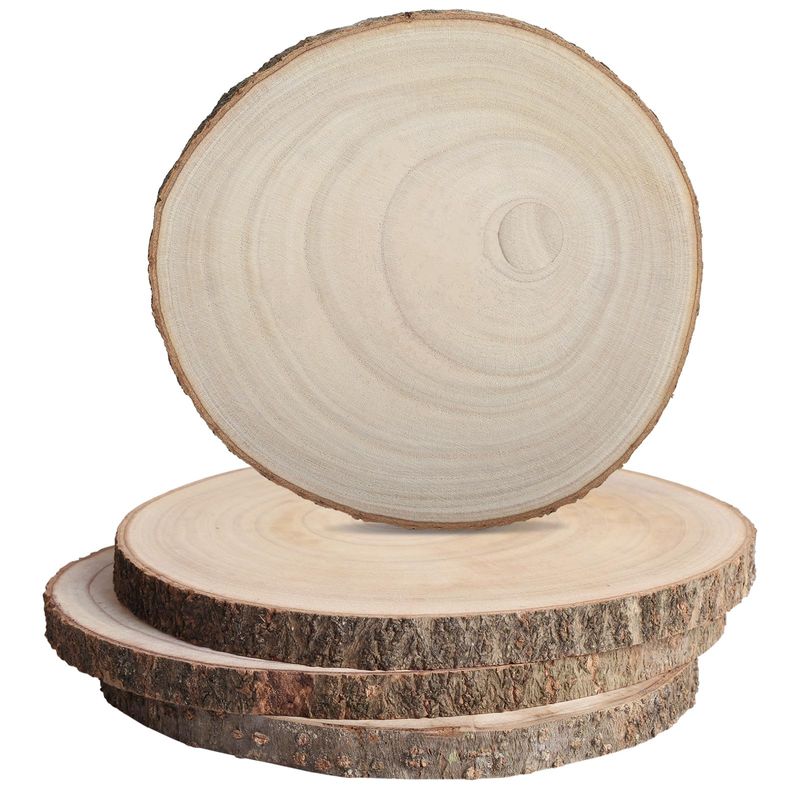 JILTWO 4Pcs 8-8.5 Inch Unfinished Wood Slices, Wood Rounds Cookies for ...