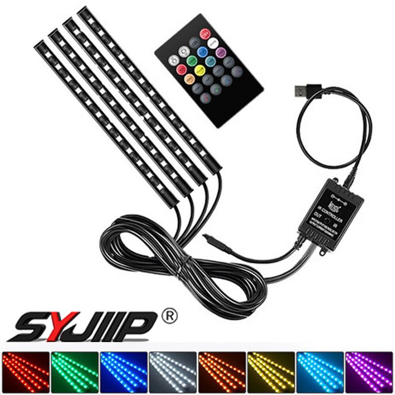 4pcs Dreamcolor Underglow System LED Kit Car Neon Strip Light Music IR ...