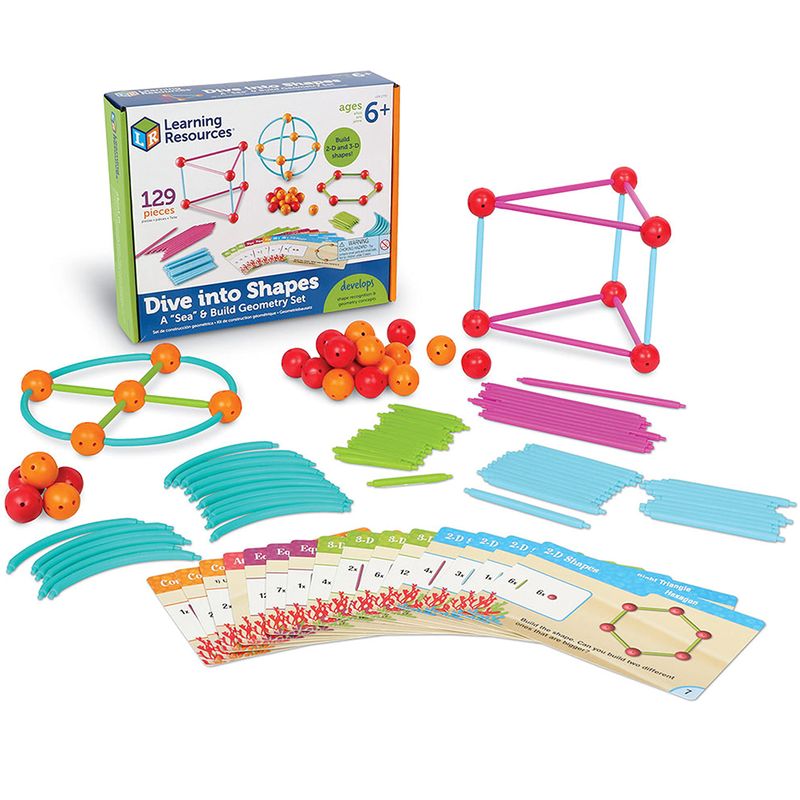 Learning Resources Dive into Shapes! A Sea and Build Geometry Set, 129 ...