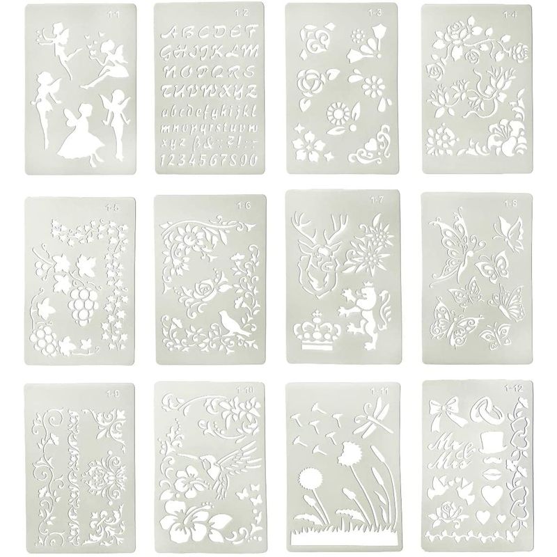 Mollytek Set of 12 Drawing Templates Stencil Sheets for Kids Drafting ...