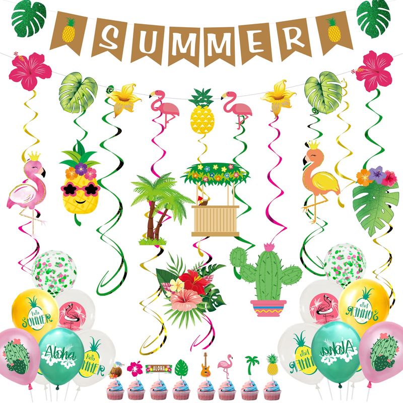 AFYHH Hawaiian Tropical Party Decorations - Hanging Swirl Summer ...