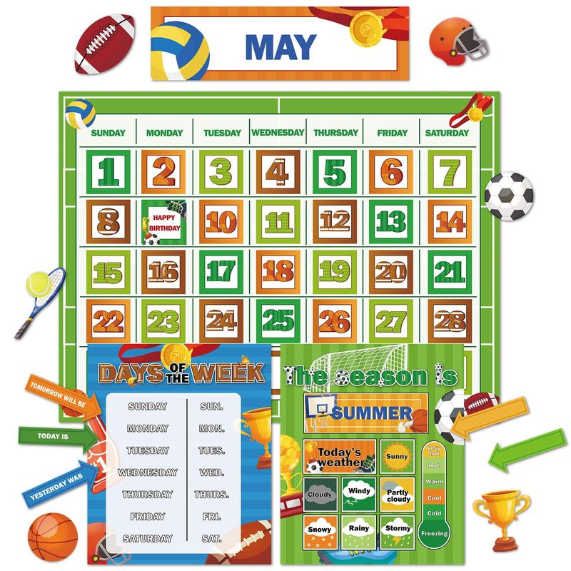 Sports Football Calendar Bulletin Board Set for Classroom Decoration ...