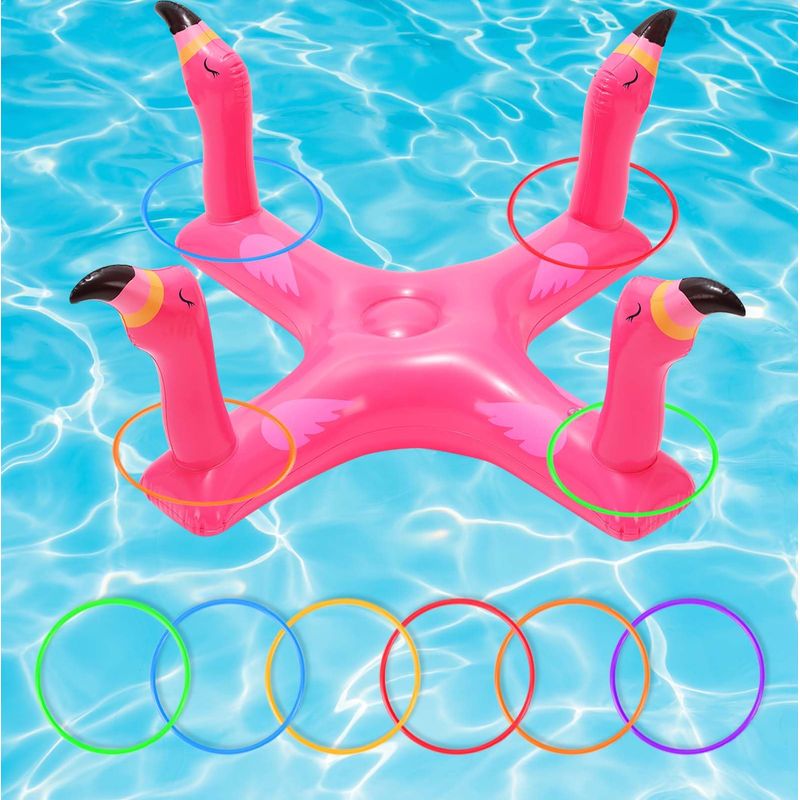 Voiiake Pool Floats Toys Games Set, Inflatable Cross Ring Toss Game Toy ...