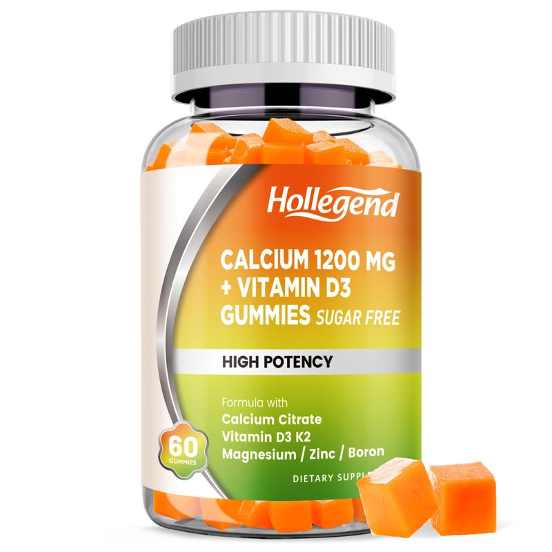 HOLLEGEND Calcium 1200 mg with Vitamin D3 Gummies, Calcium Citrate ...