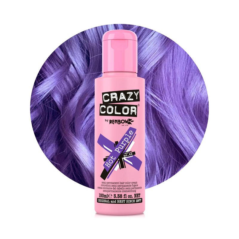 Crazy Color Vibrant Hot Purple Semi-Permanent Hair Dye. Highly ...
