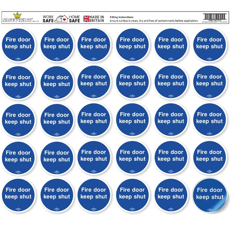 SAFETYKING® 32 x Fire Door Keep Shut Stickers 78mm Diameter | Fire Door ...