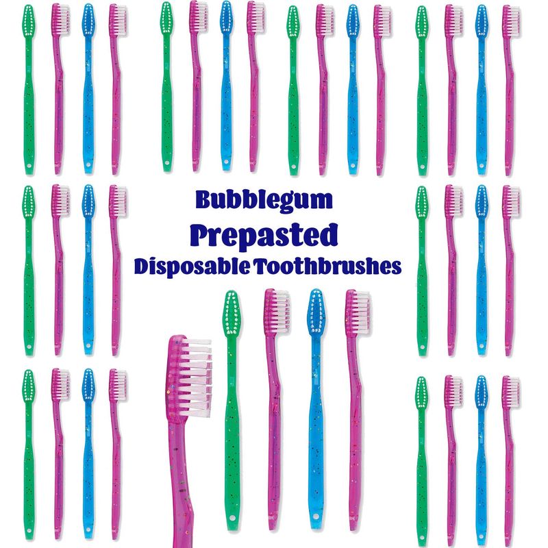 144 Pack Kids Disposable Toothbrushes with Paste | Bubblegum Flavor Pre ...