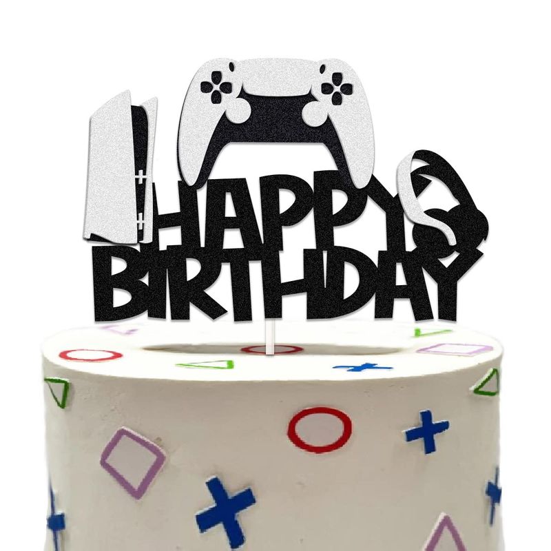 Video Game Cake Toppers Game Controller Cake Decoration with Glitter ...