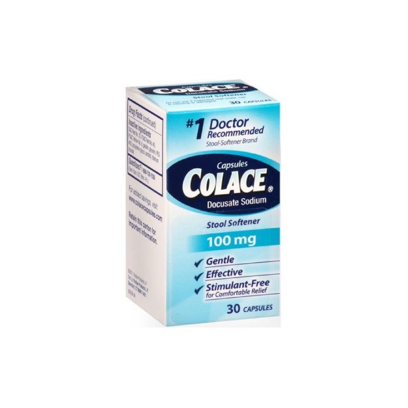 Colace Docusate Sodium Stool Softener Capsules 100 mg - 30 capsules ...