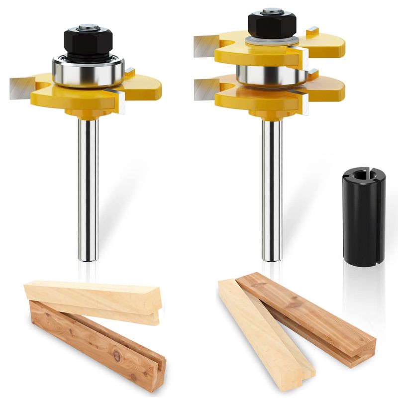 Helovmine 1/4 Inch Shank Matched Tongue and Groove Router Bit Set Wood ...