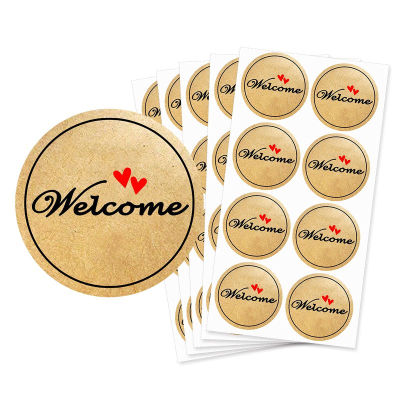 Kraft Welcome Stickers, Wedding Welcome Stickers, Wedding Favor Bag ...