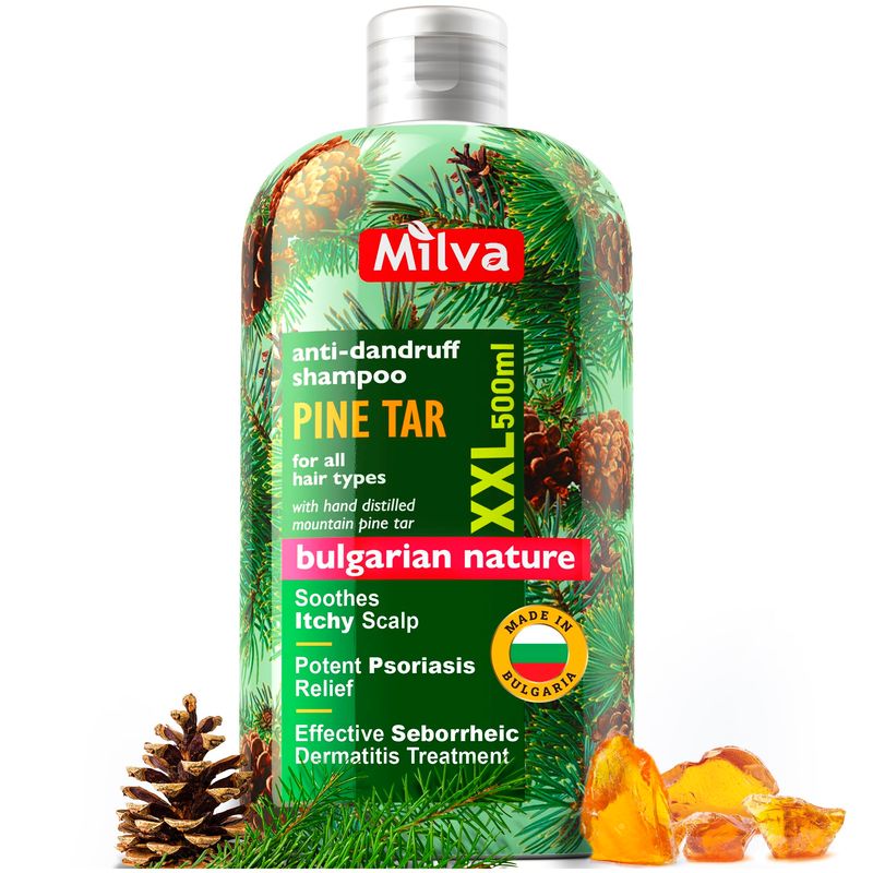 Milva Pine Tar Shampoo for Seborrheic Dermatitis - 500ml Natural ...
