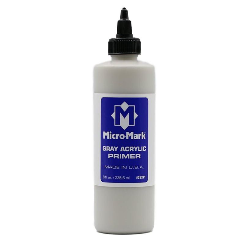 Micro-Mark Gray Acrylic Primer, 8oz - Made in USA Acrylic Surface ...