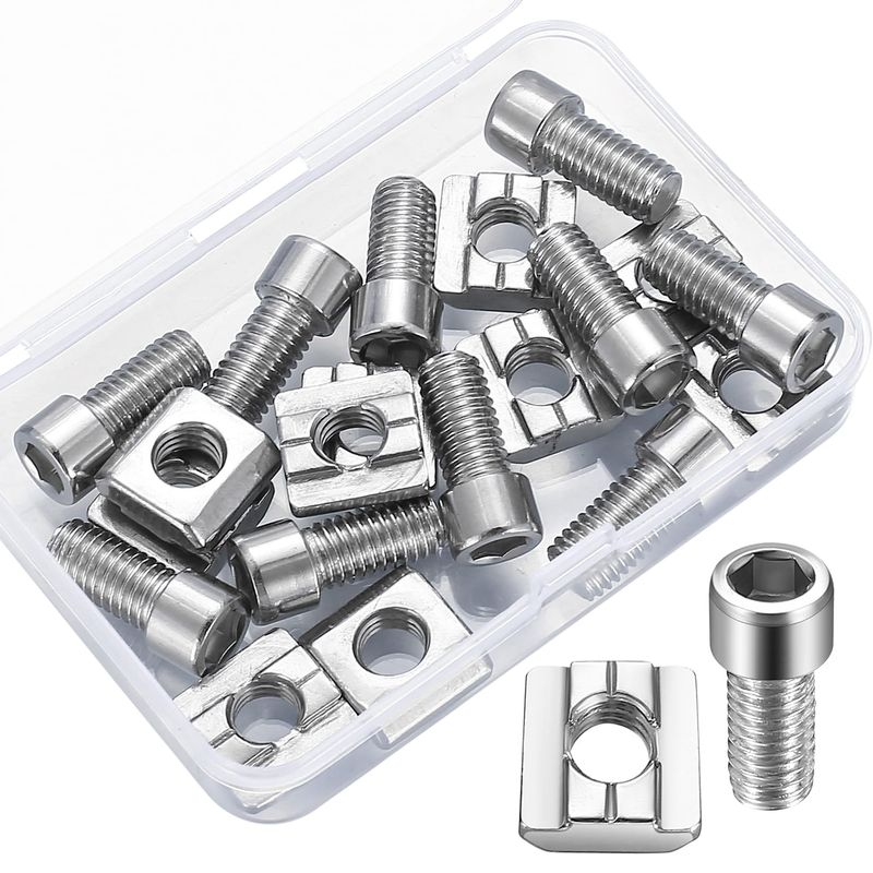 Roll-in Spring T-Nuts, 10 Pcs M8 T-slot Bolts and Nuts, Metal Profile ...