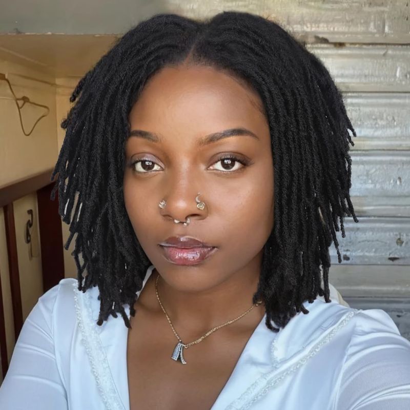 WIGER Short Faux Locs V Part Wigs Black Dreadlock Wig for Black Women ...